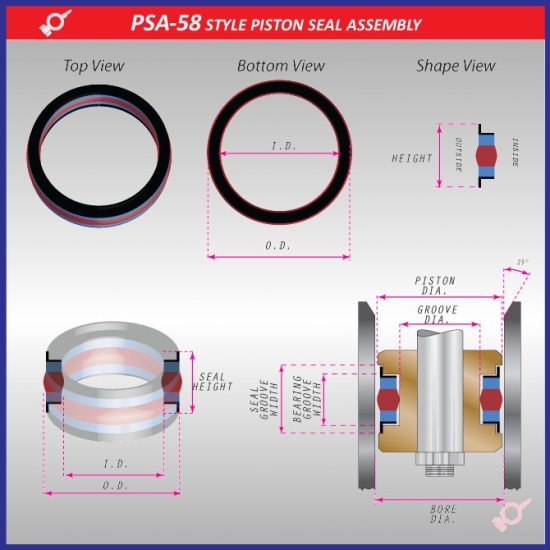 PSA-58 Style Piston Seal Assembly | Rocket Seals, Inc.