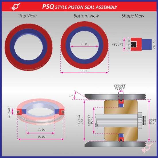 PSQ Style Piston Seal Assembly | Rocket Seals, Inc.