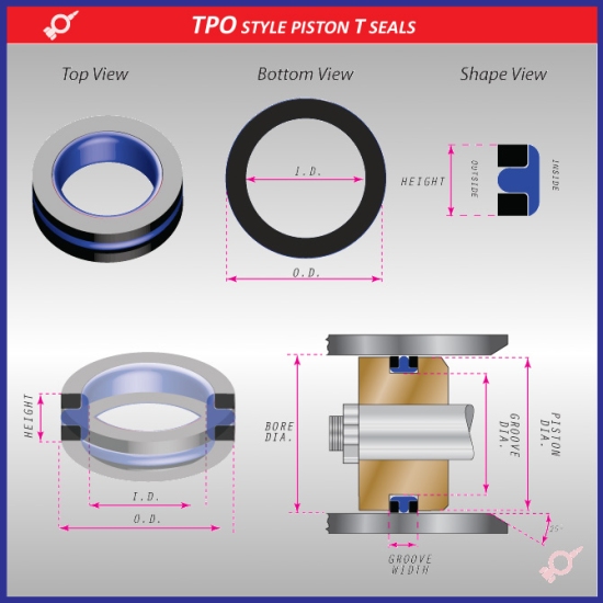 TPO Style Piston T-Seals | Rocket Seals, Inc.
